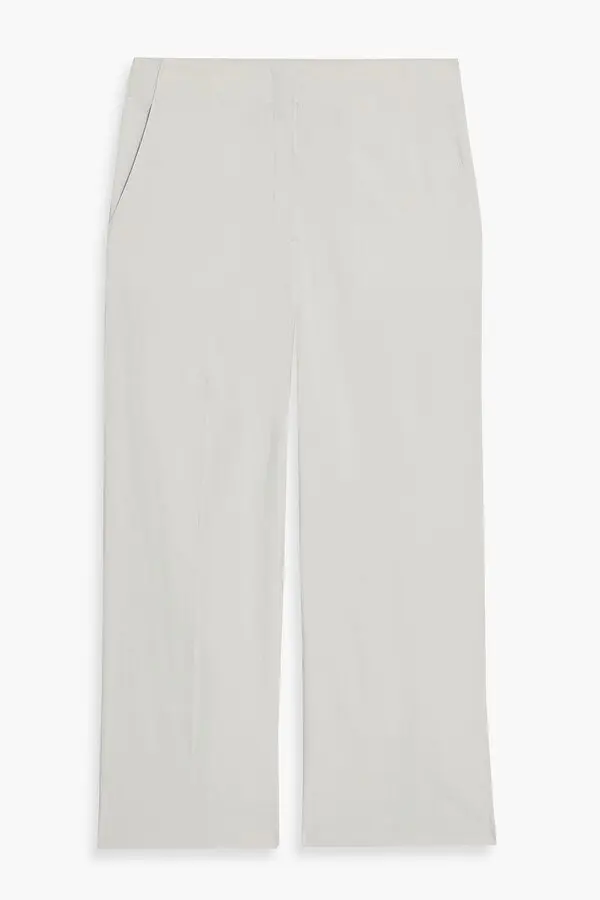Theory Terena Linen-blend Straight-leg Cropped Pants - Stone