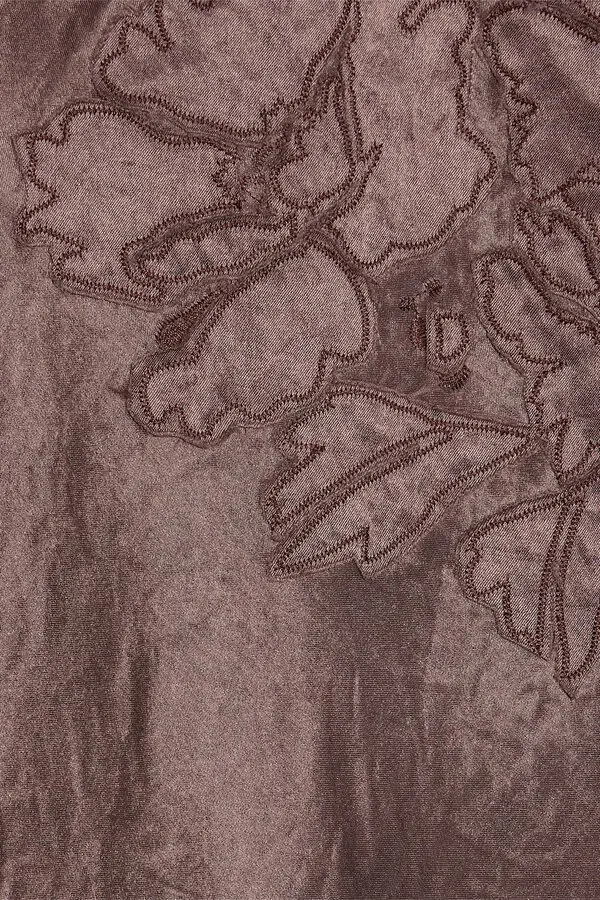 Vince Floral Appliquéd Crinkled Satin Top