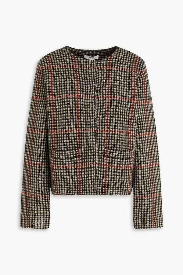 Vince Prince Of Wales Checked Wool And Cashmere-blend Jacket