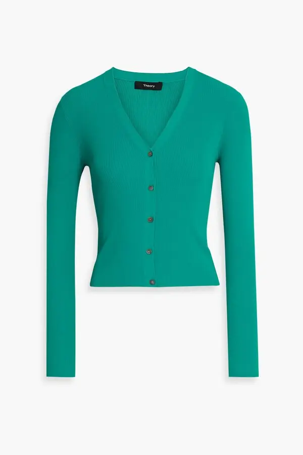 Theory Cropped Ribbed Knit Cardigan