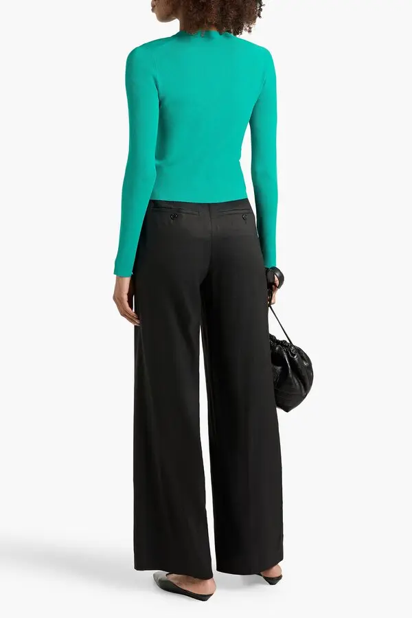Theory Cropped Ribbed Knit Cardigan