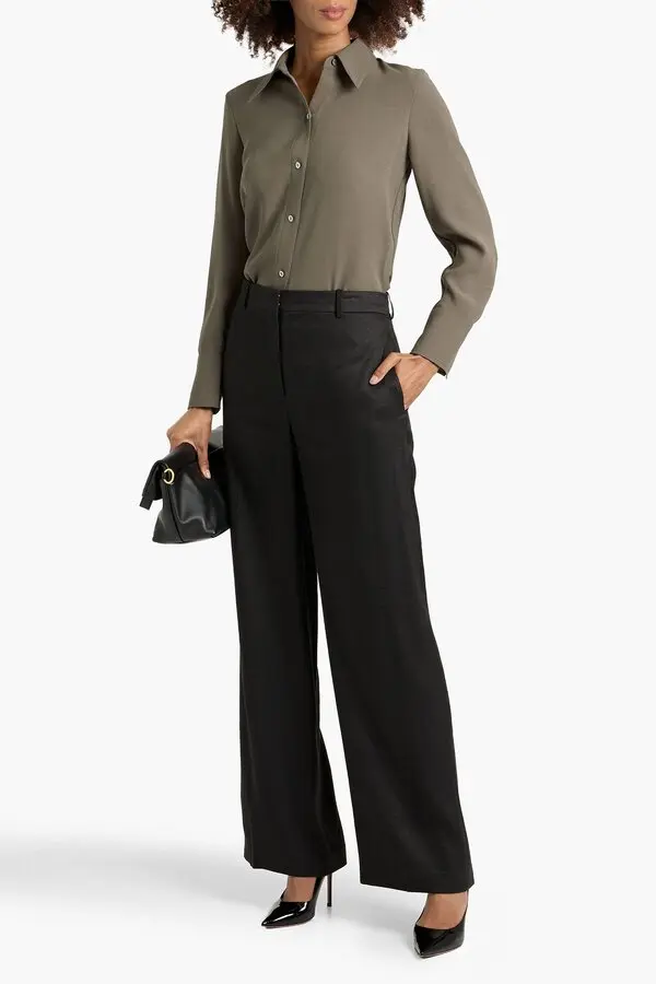 Theory Linen-blend Twill Wide-leg Pants
