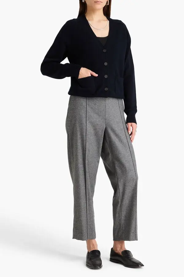 Vince Cropped Flannel Tapered Pants - Gray