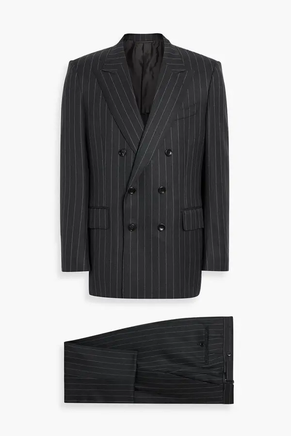 TOM FORD Doublebreasted Pinstriped Cupro And Silkblend Twill Suit - Charcoal