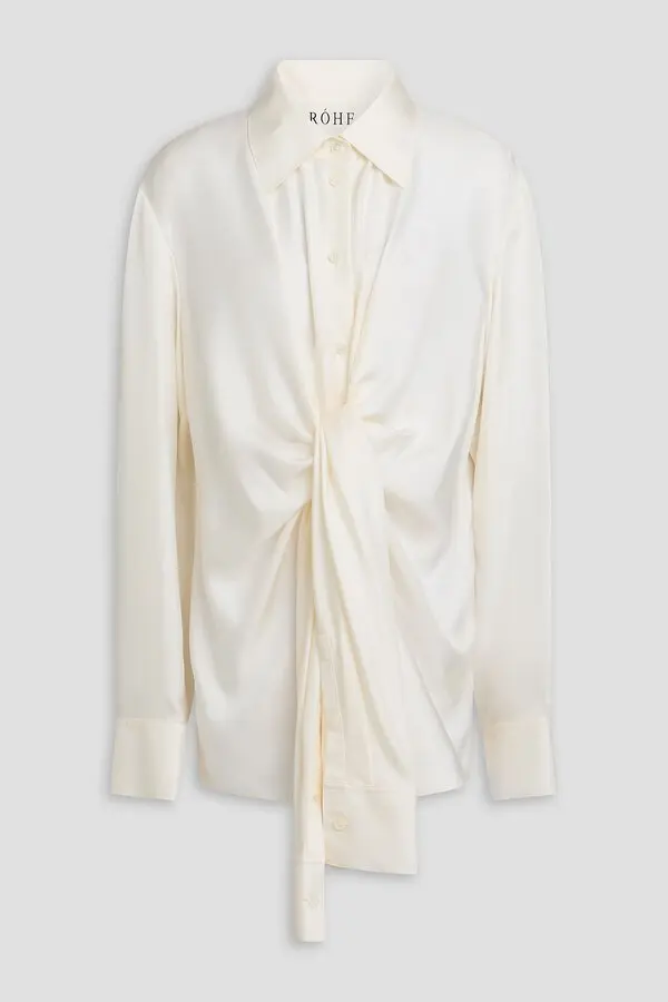 RÓHE Silk-twill Shirt With Waist Ties - Cream