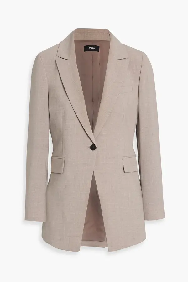 Theory Wool-blend Blazer - Mushroom