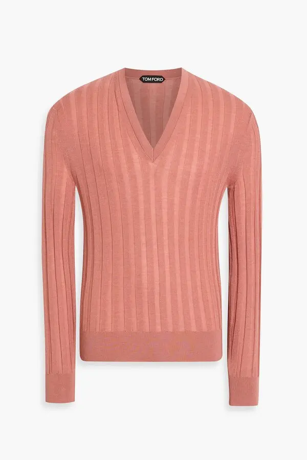 TOM FORD Ribbed Cashmere And Silk-blend Sweater - Antique Rose