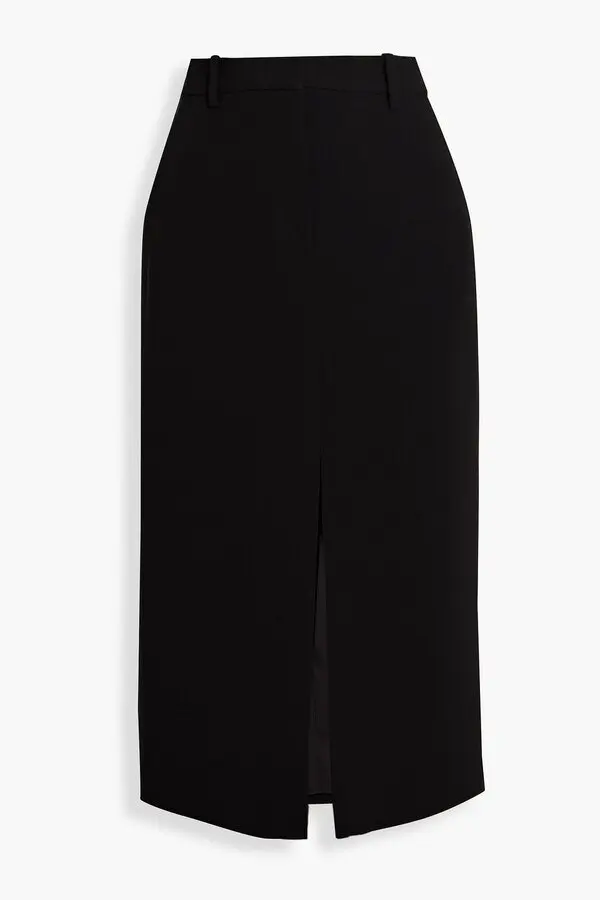 Theory Crepe Midi Skirt With Slit - Black