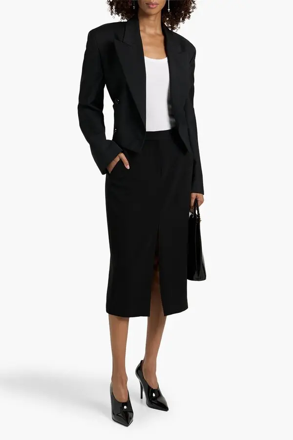 Theory Crepe Midi Skirt With Slit - Black