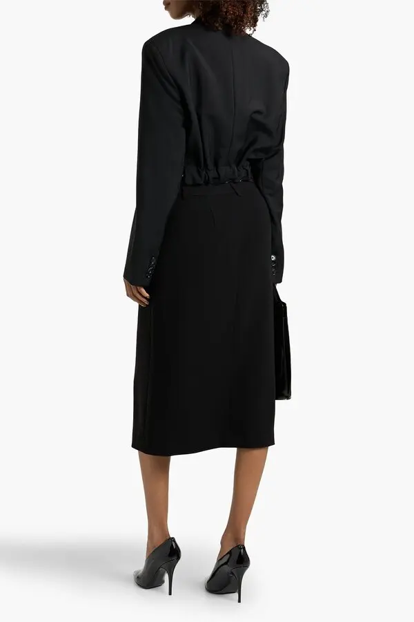 Theory Crepe Midi Skirt With Slit - Black