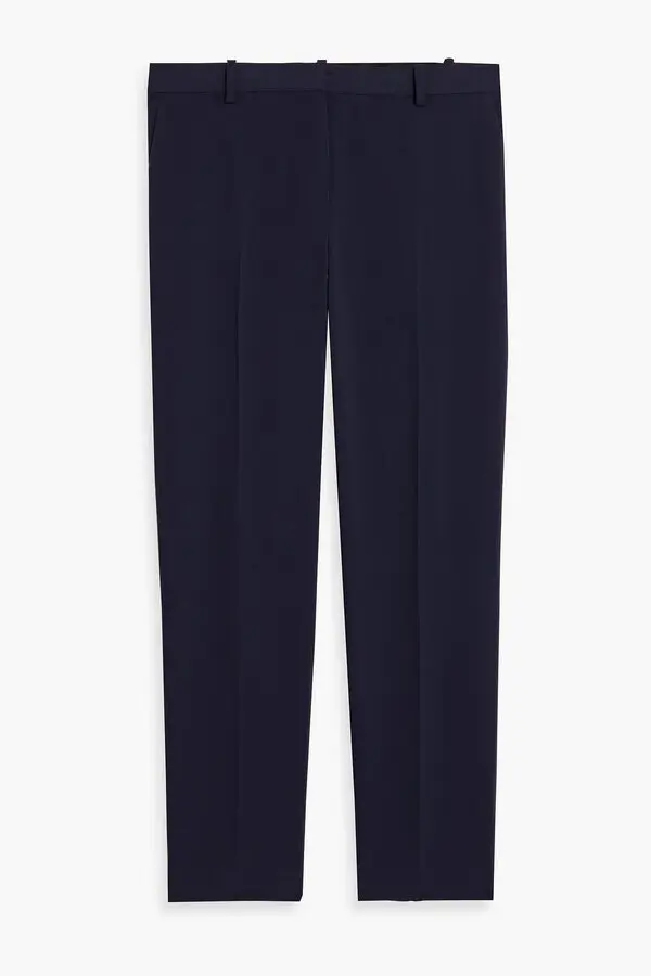 Theory Cropped Crepe Slim-leg Pants - Navy