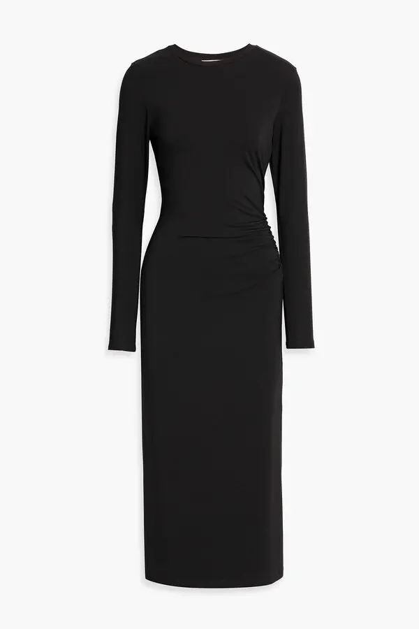 Vince Ruched Stretch Jersey Midi Dress