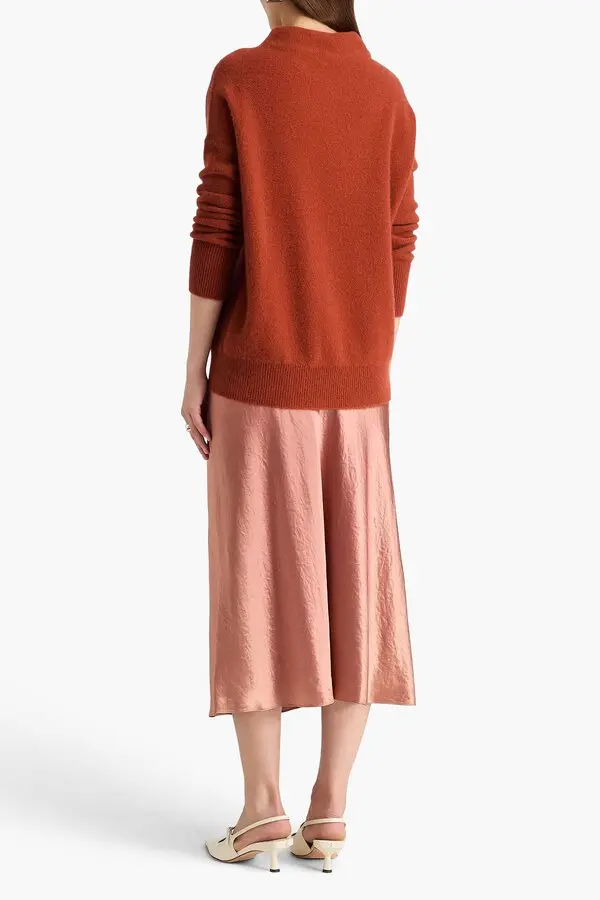 Vince Cashmere Turtleneck Sweater With Ribbed Trims - Brick