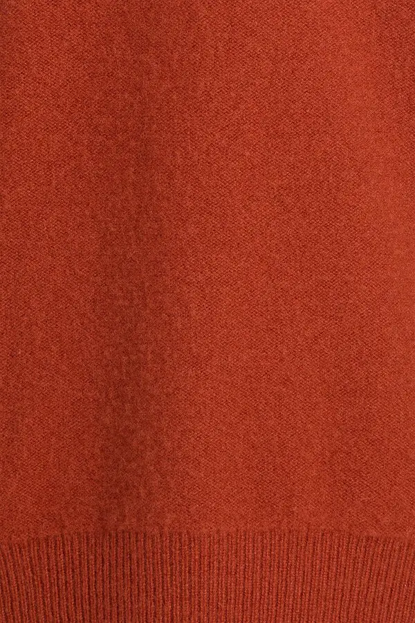 Vince Cashmere Turtleneck Sweater With Ribbed Trims - Brick