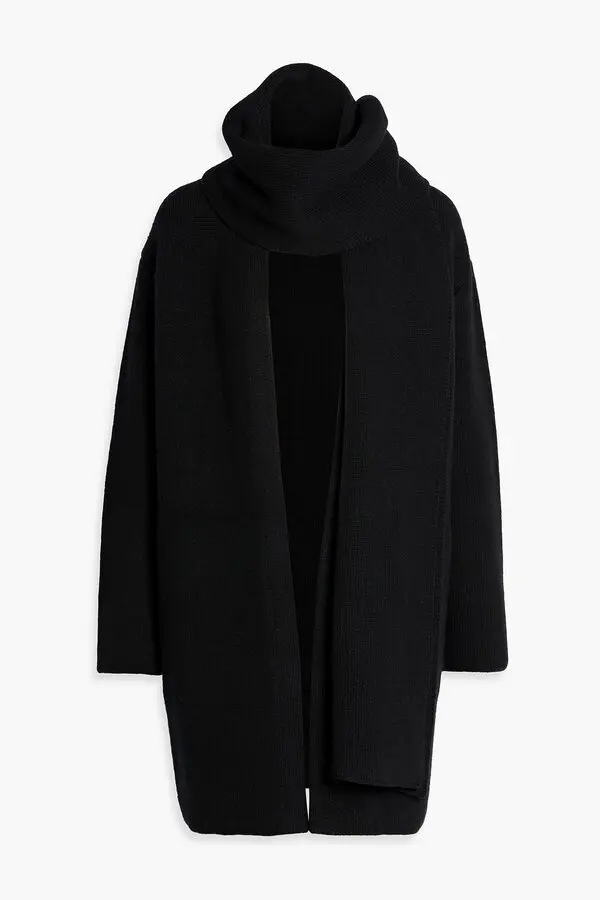 Vince Knitted Coat With Neckties - Black