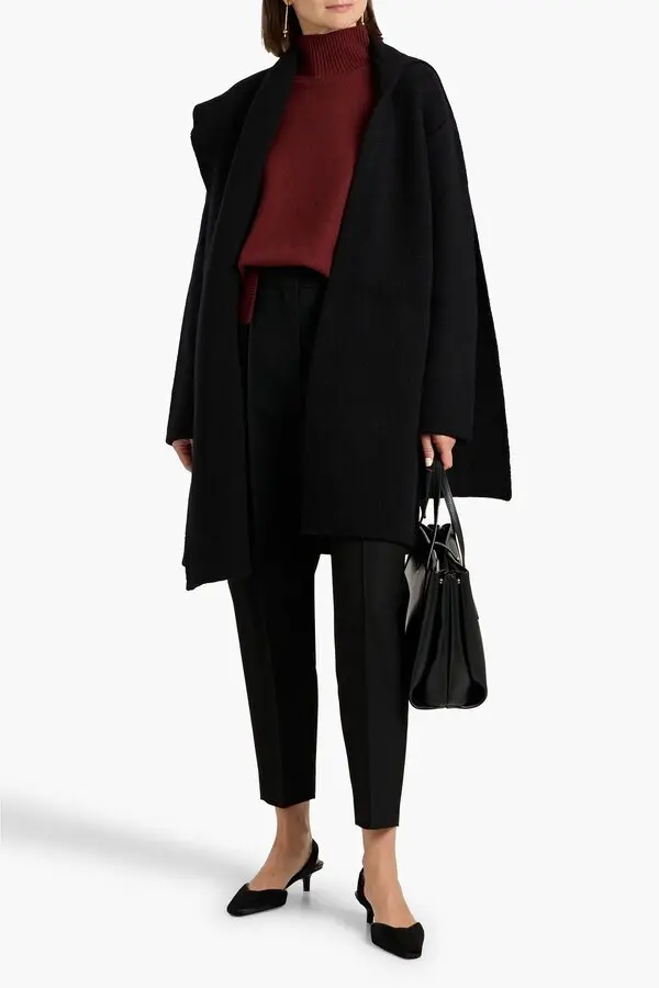 Vince Knitted Coat With Neckties - Black