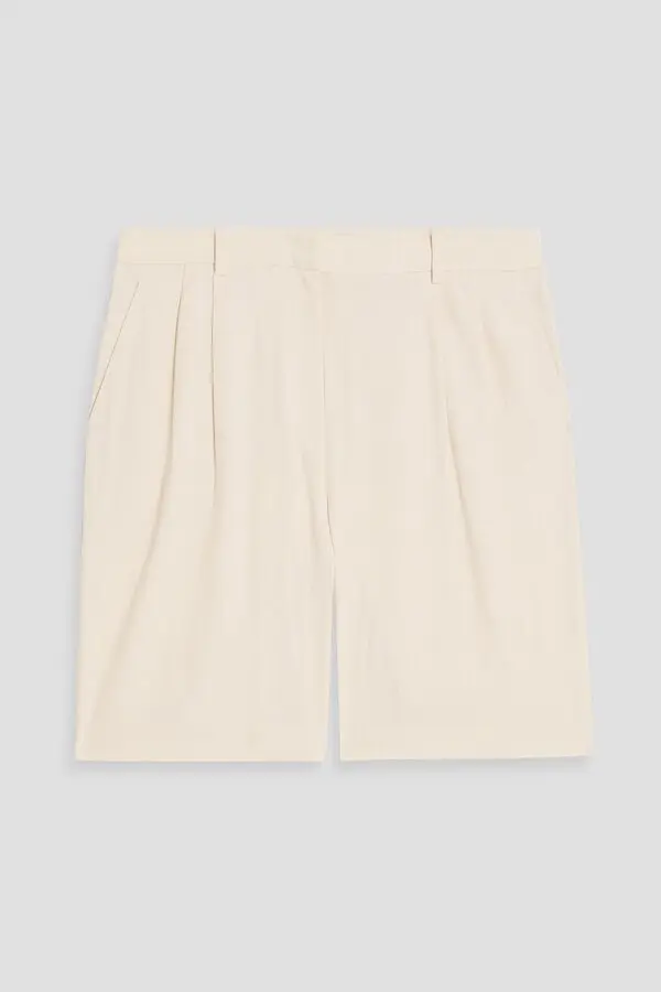 Theory Lynie Pleated Linen-blend Shorts - Ecru