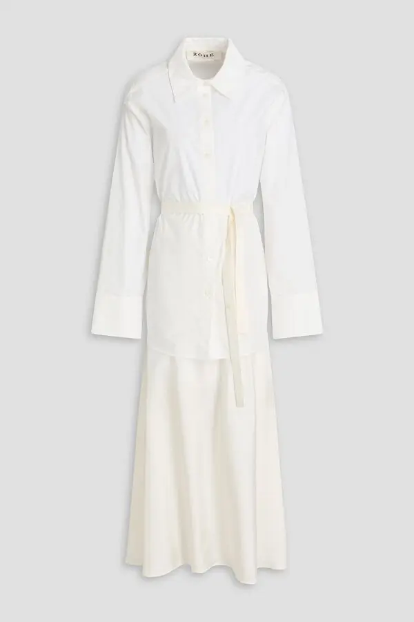RÓHE Paneled Cotton-poplin Midi Shirt Dress - Ivory