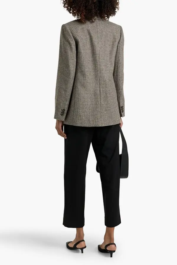Vince Double-breasted Houndstooth Flannel Blazer
