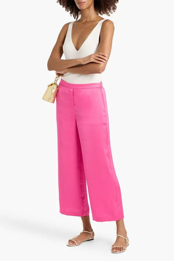 Theory Cropped Satin Wide-leg Pants