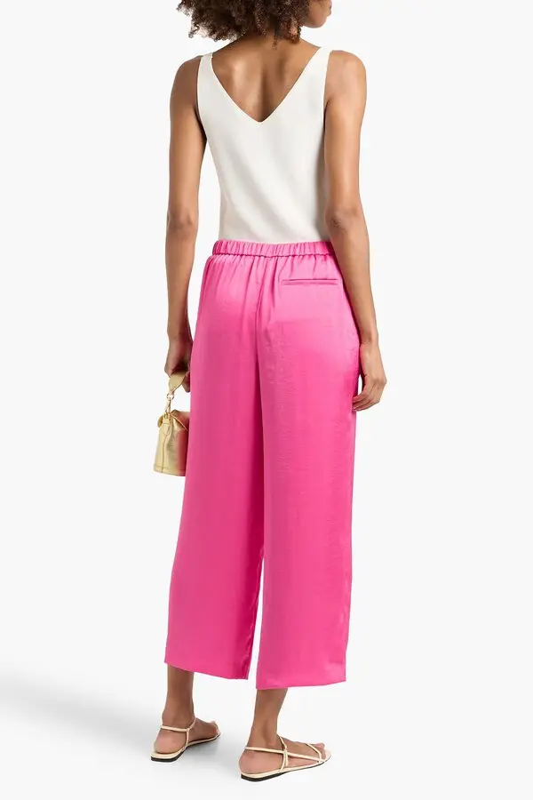 Theory Cropped Satin Wide-leg Pants