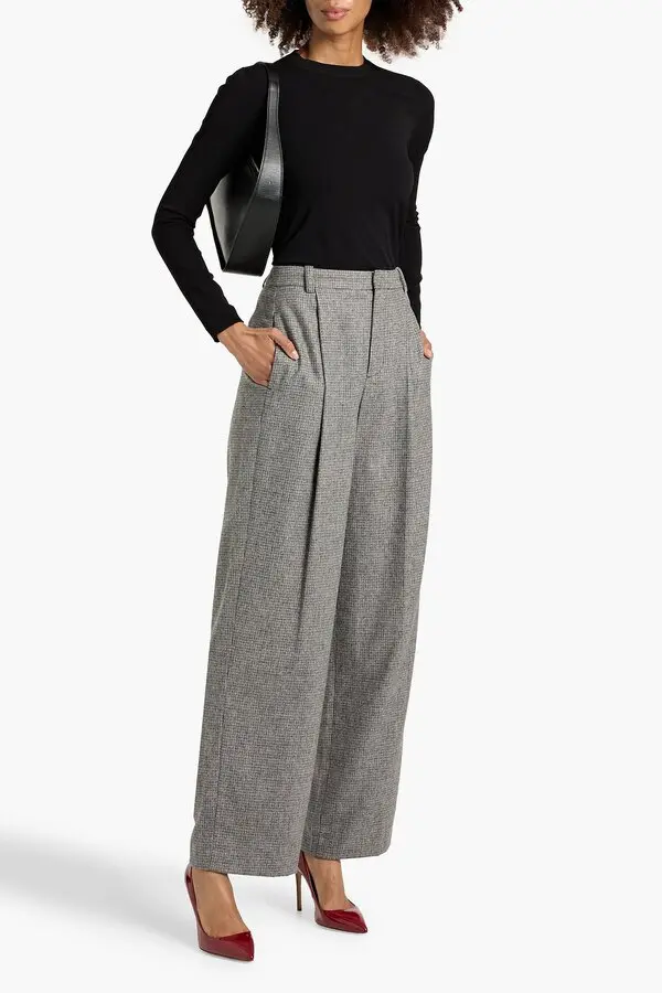 Vince Jacquard Pleated Wide-leg Trousers - Gray