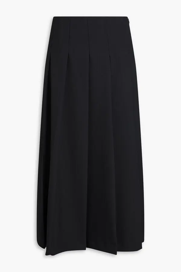 RÓHE Pleated Twill Midi Skirt