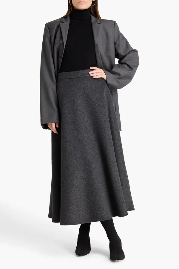 RÓHE Wool-blend Felt Midi Skirt - Anthracite
