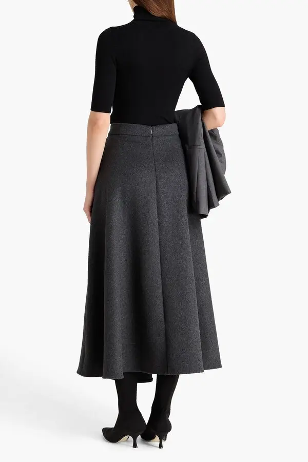 RÓHE Wool-blend Felt Midi Skirt - Anthracite