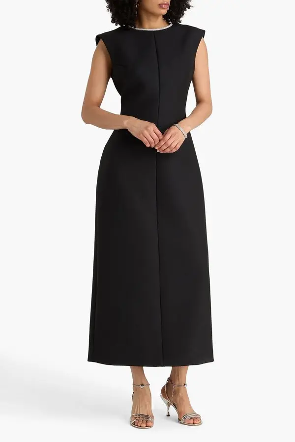 RÓHE Crystal-embellished Grain De Poudre Wool-blend Maxi Dress
