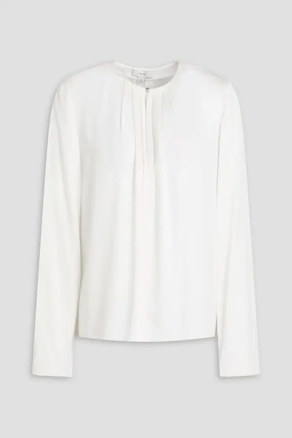 Vince Gathered Silk-blend Blouse