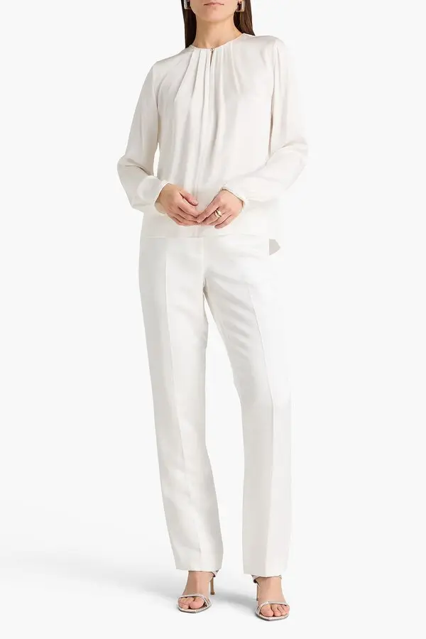 Vince Gathered Silk-blend Blouse