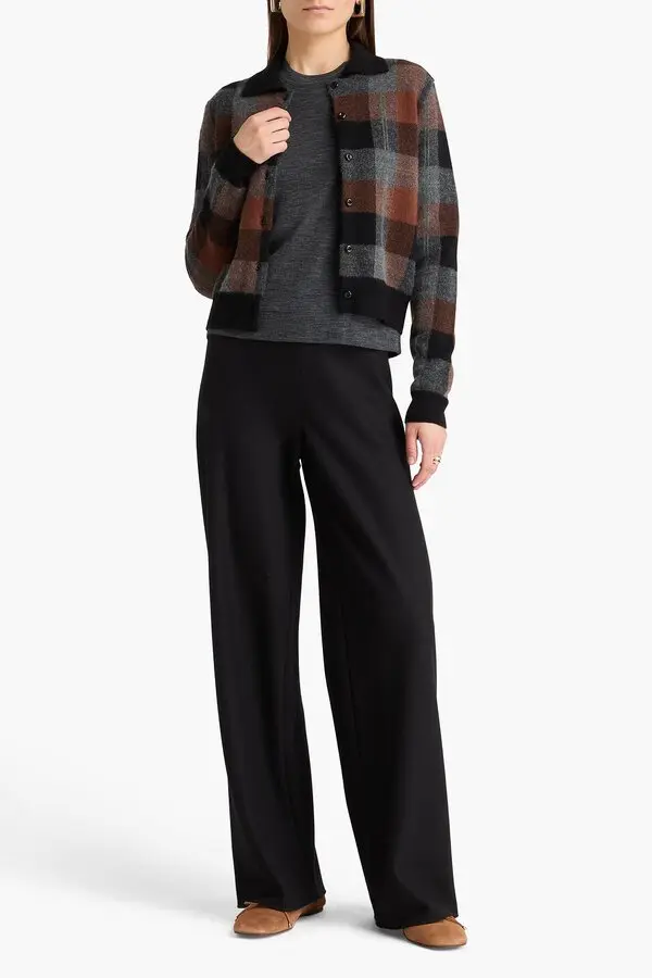 Vince Checked Cashmere Cardigan