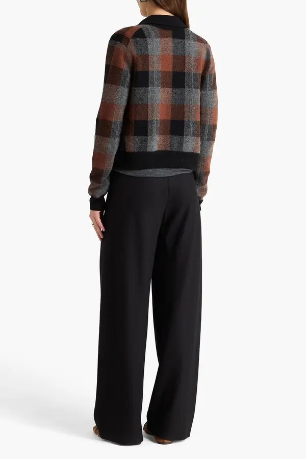 Vince Checked Cashmere Cardigan
