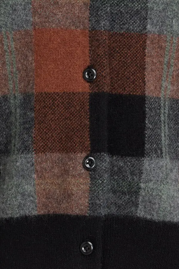 Vince Checked Cashmere Cardigan