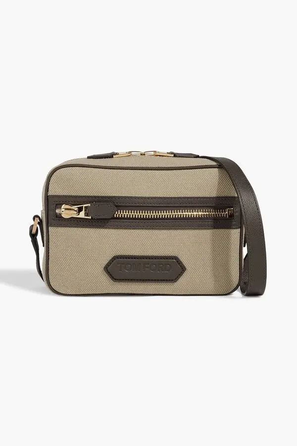 TOM FORD Canvas Messenger Bag With Leather Trim - Neutral