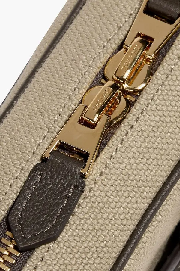 TOM FORD Canvas Messenger Bag With Leather Trim