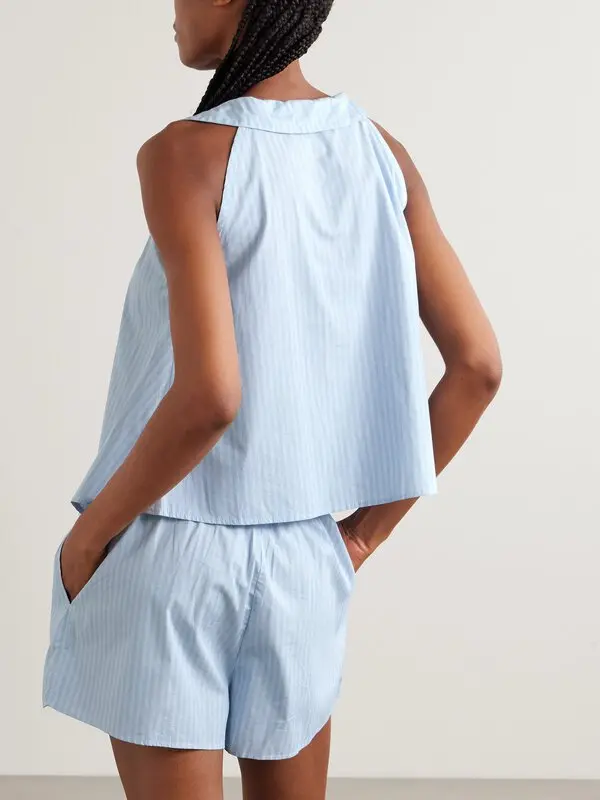 DEIJI STUDIOS Striped Organic Cotton Shirt And Shorts Set - Blue