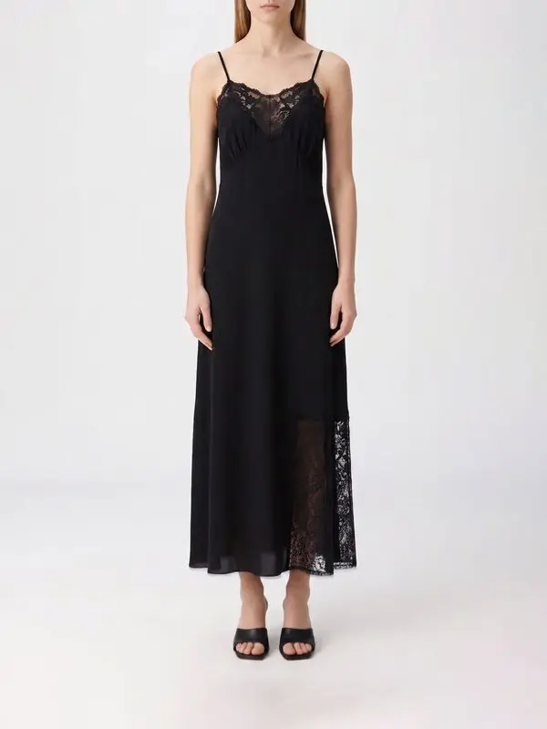Chloé Lace Trim Slip Dress - Black