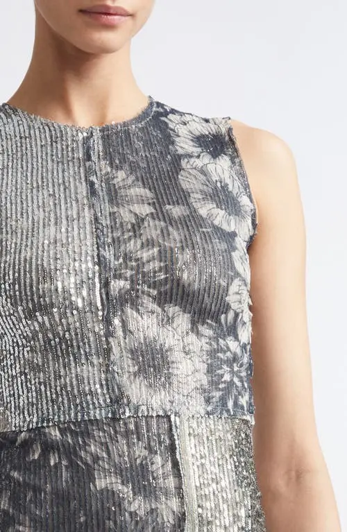 MAISON MARGIELA Sequin Floral Print Sleeveless Top