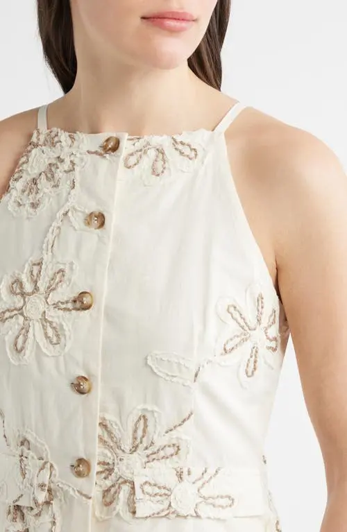 ZOE AND CLAIRE Embroidered Cotton Blend Twofer Dress