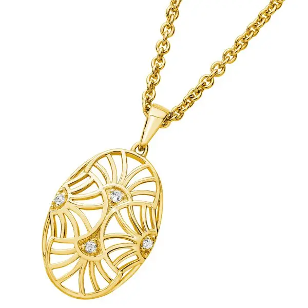LUCY QUARTERMAINE Art Deco Oval Pendant In Vermeil - Gold