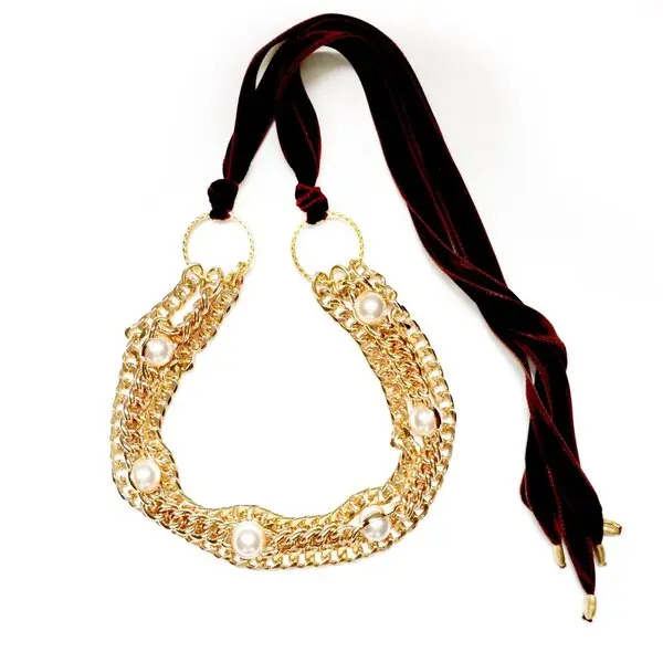Persia Donà Jewelry Plated Chunky Chain Necklace With Faux Pearls - Gold