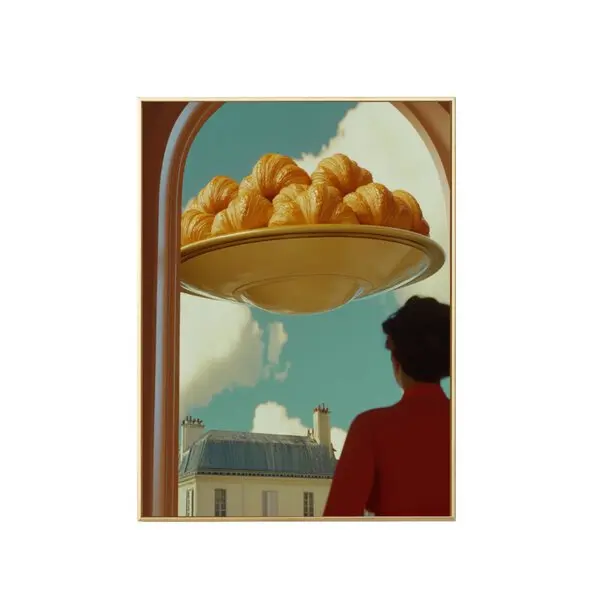 ABSURDE Good Morning Print Croissants - Yellow