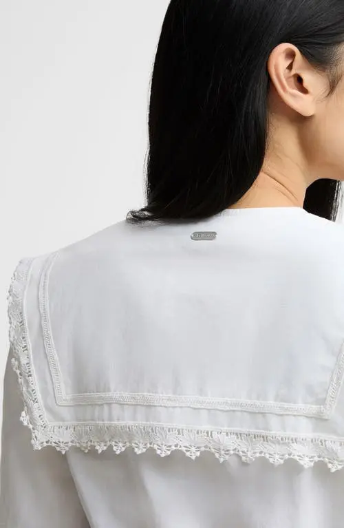 Barbour Tisbury Lace Trim Sailor Collar Bell Sleeve Cotton Top