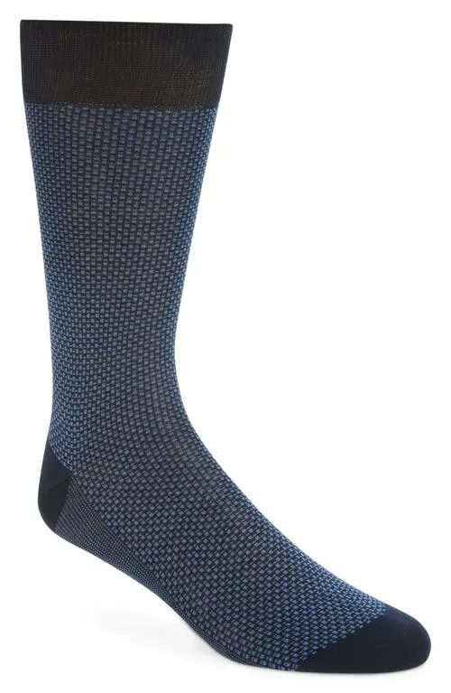 Canali Cotton Jacquard Dress Socks - Navy