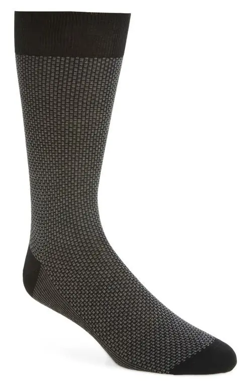 Canali Cotton Jacquard Dress Socks - Black