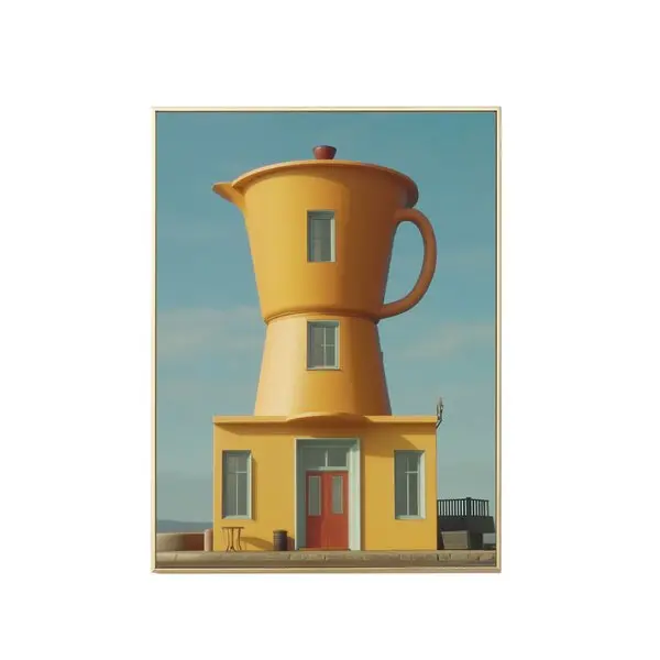 ABSURDE Good Morning Coffee Machine House Print - Brown