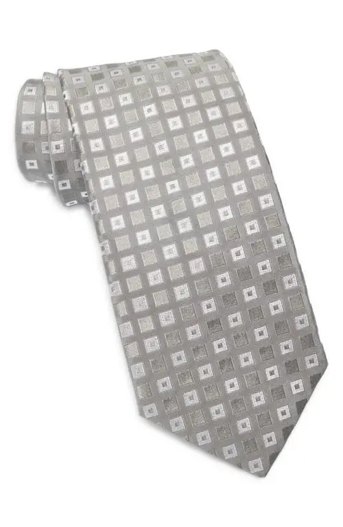 BOSS Geometric Silk Tie - Open Grey
