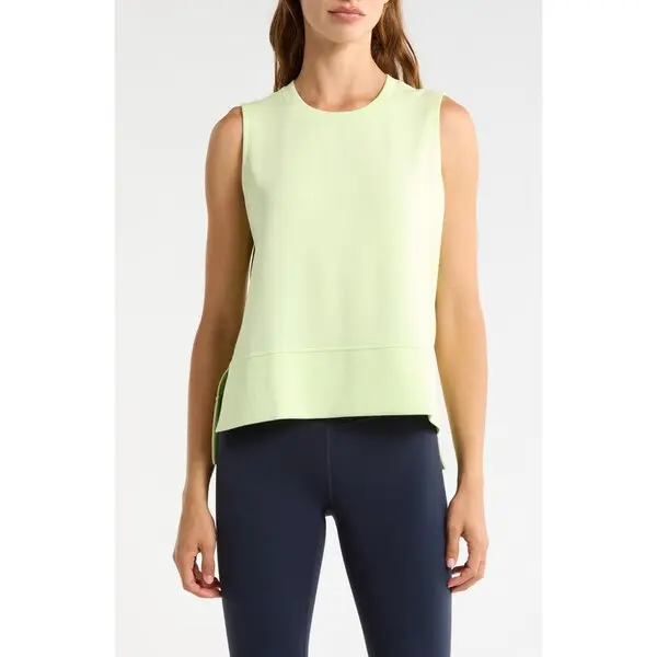 Spanx Lightweight Crewneck Tank With High-low Hem - Zest